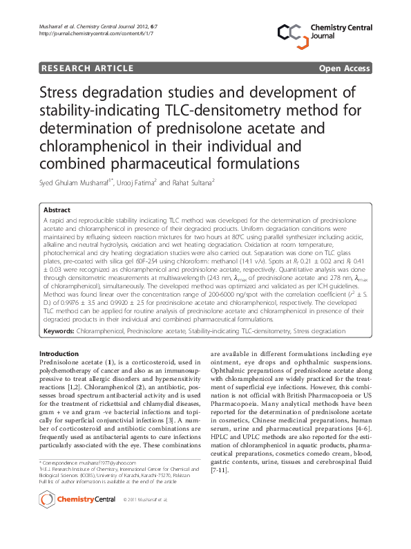 (PDF) Stress degradation studies and development of stability-indicating TLC-densitometry method ...