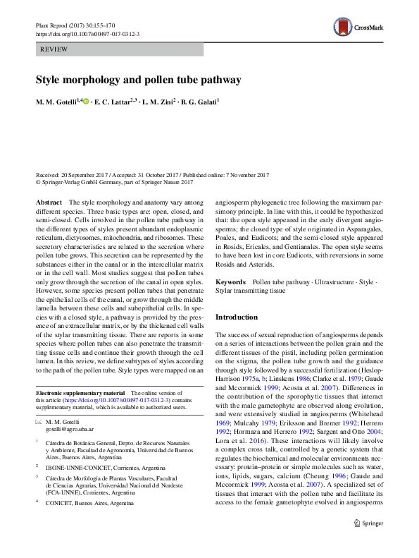 (PDF) Style morphology and pollen tube pathway