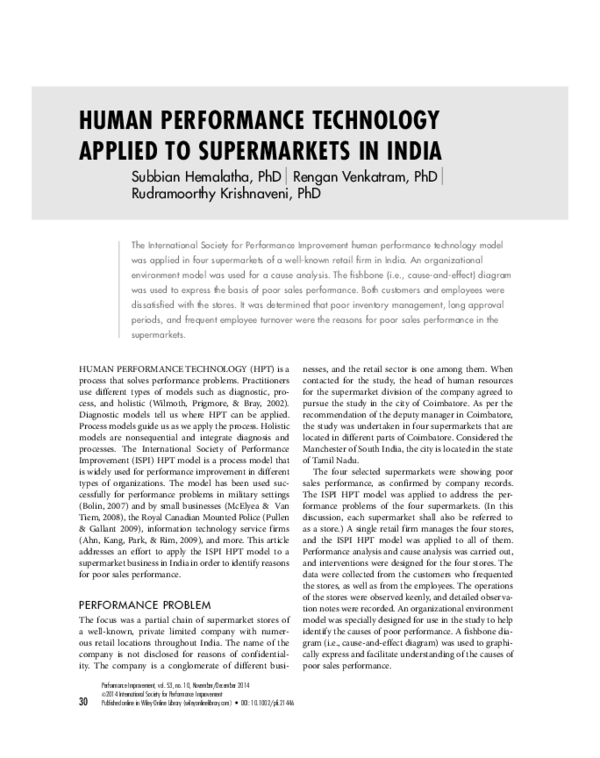 (PDF) Human Performance Technology Applied to Supermarkets in India
