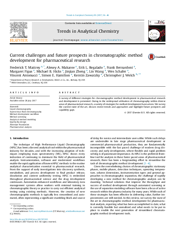 (PDF) Current challenges and future prospects in chromatographic method ...