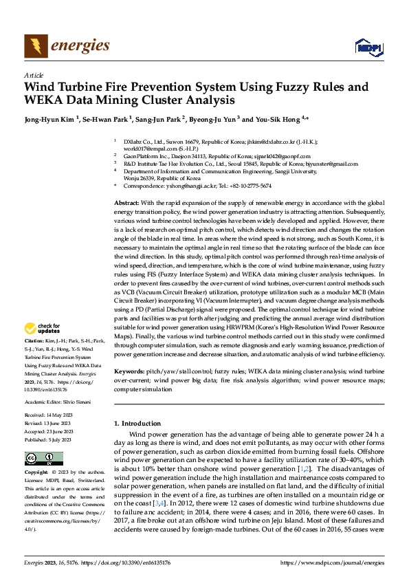 (PDF) Wind Turbine Fire Prevention System Using Fuzzy Rules and WEKA Data Mining Cluster Analysis