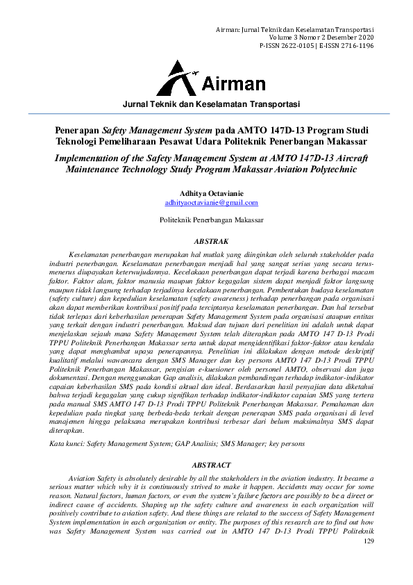 (PDF) Penerapan Safety Management System pada AMTO 147D-13 Program ...