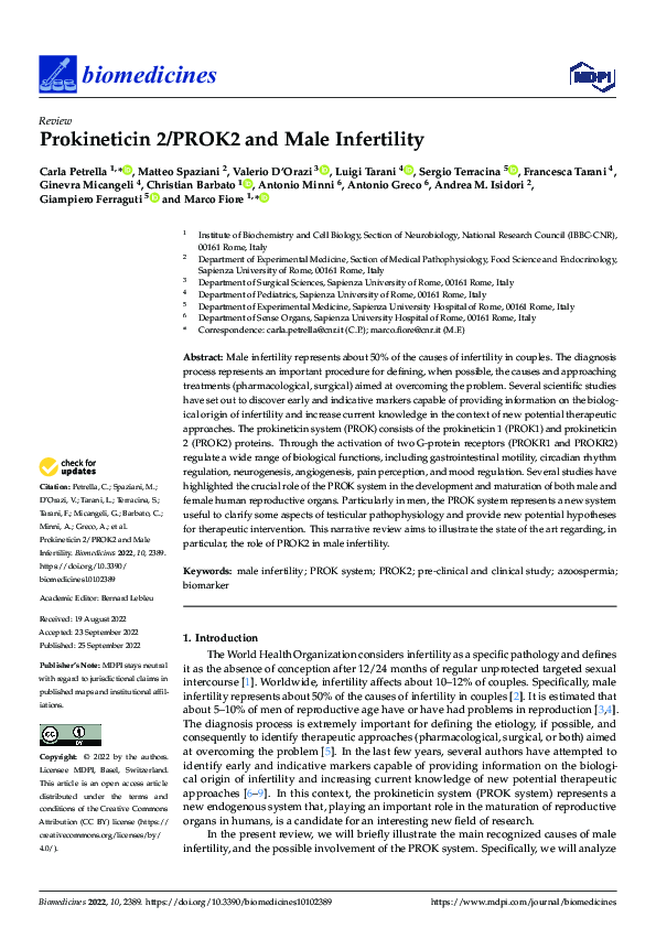 (PDF) Prokineticin 2/PROK2 and Male Infertility | Luigi Tarani ...