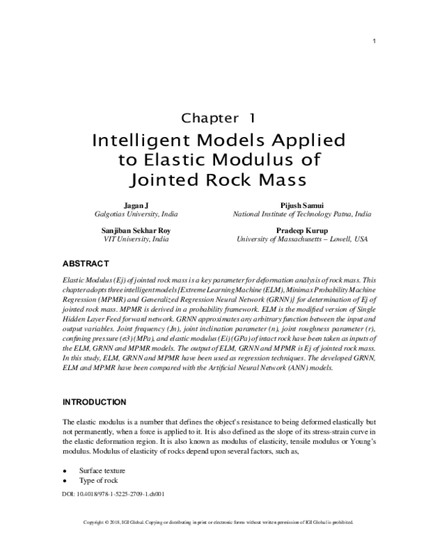 (PDF) Intelligent Models Applied to Elastic Modulus of Jointed Rock Mass