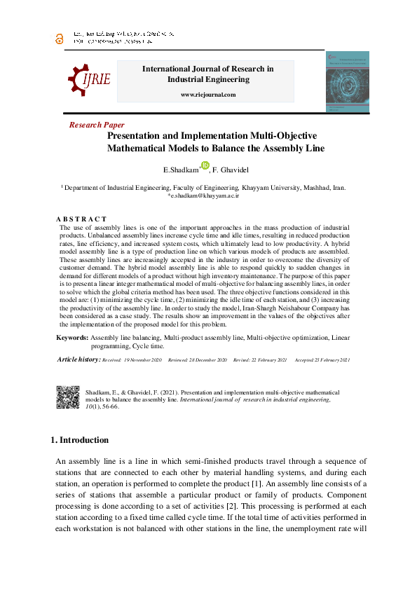 Pdf Presentation And Implementation Multi Objective Mathematical
