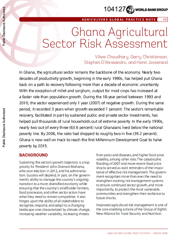 (PDF) Ghana agricultural sector risk assessment