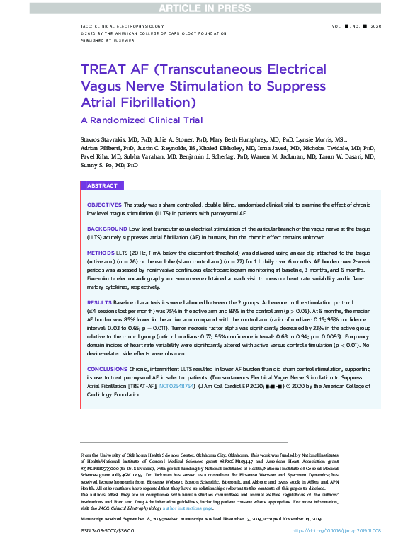 (PDF) TREAT AF (Transcutaneous Electrical Vagus Nerve Stimulation to ...