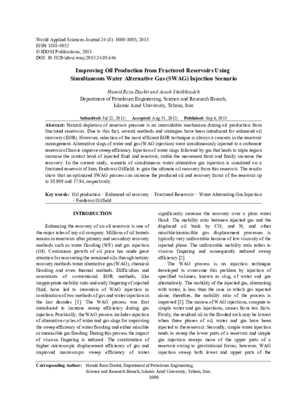 (PDF) Improving Recovery from Oil Rim Reservoirs by Simultaneous Gas ...