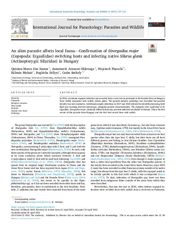 (PDF) An alien parasite affects local fauna—Confirmation of ...