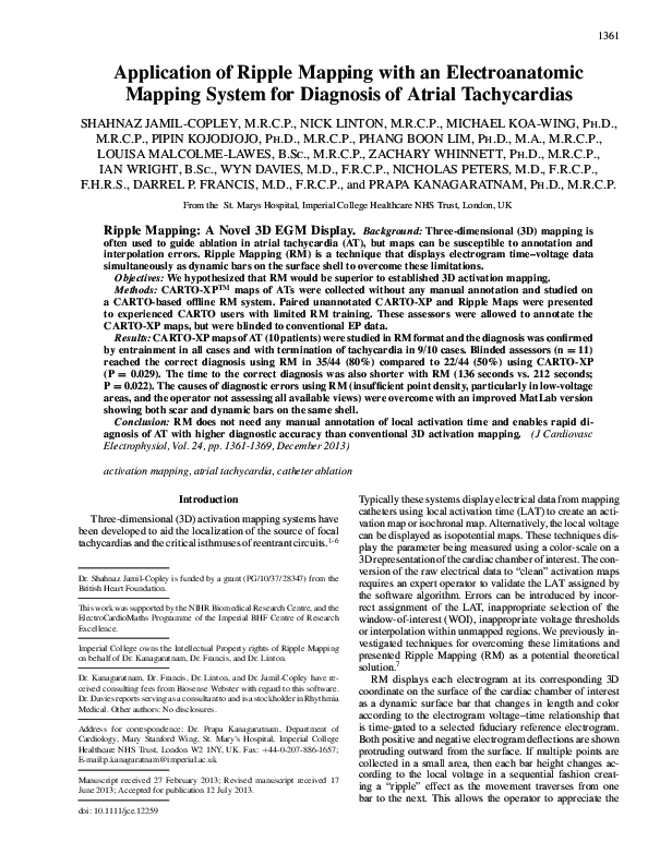 (PDF) Ripple Mapping Enhances Atrial Tachycardia Diagnosis Accuracy