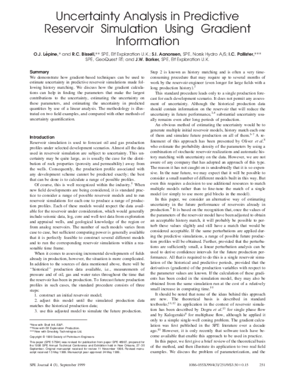 (PDF) Uncertainty Analysis in Predictive Reservoir Simulation Using ...