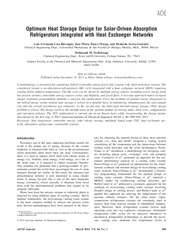 (PDF) Optimum heat storage design for solar-driven absorption refrigerators integrated with heat ...