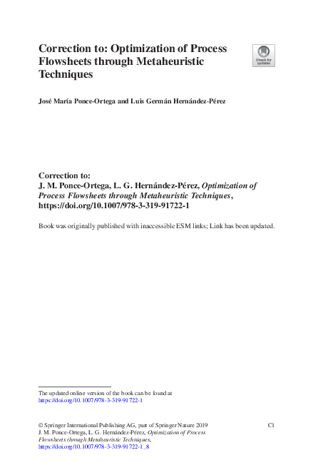 (PDF) Correction to: Optimization of Process Flowsheets through Metaheuristic Techniques