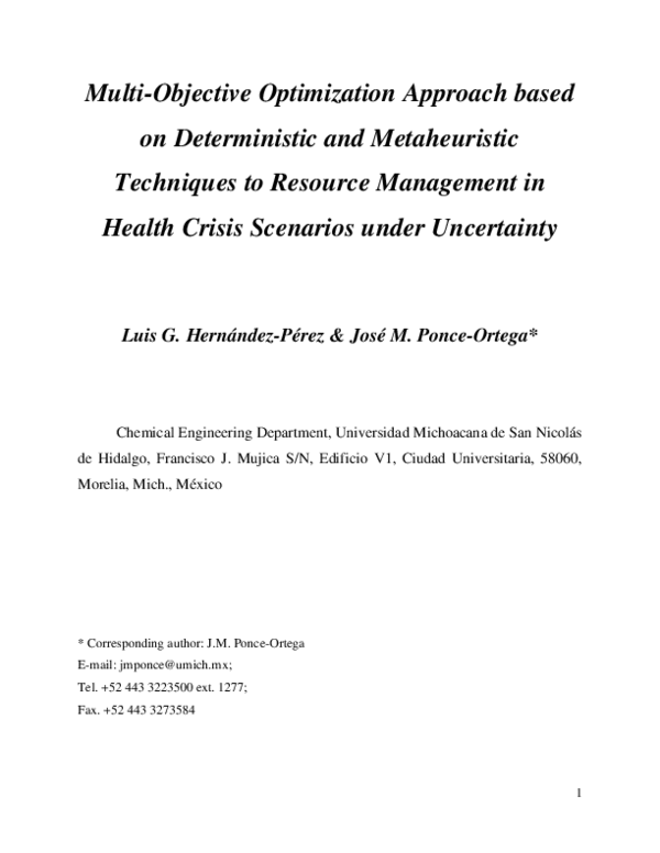 (PDF) Optimization of Resource Management in Health Crises