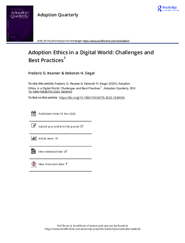 (PDF) Adoption Ethics in a Digital World: Challenges and Best Practices 1