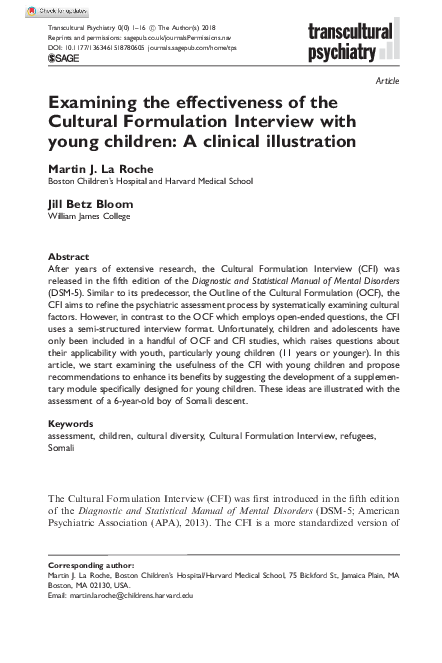 (PDF) Examining the effectiveness of the Cultural Formulation Interview ...