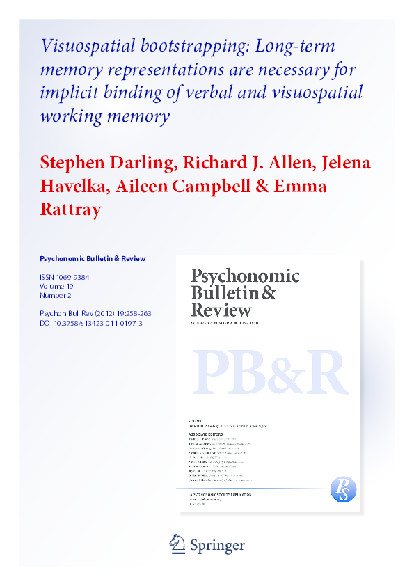 Pdf Visuospatial Bootstrapping Long Term Memory Representations Are