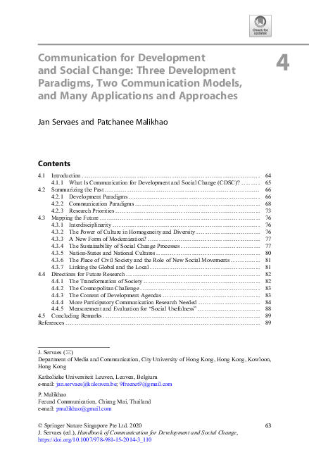 (PDF) Communication for Development and Social Change: Three ...