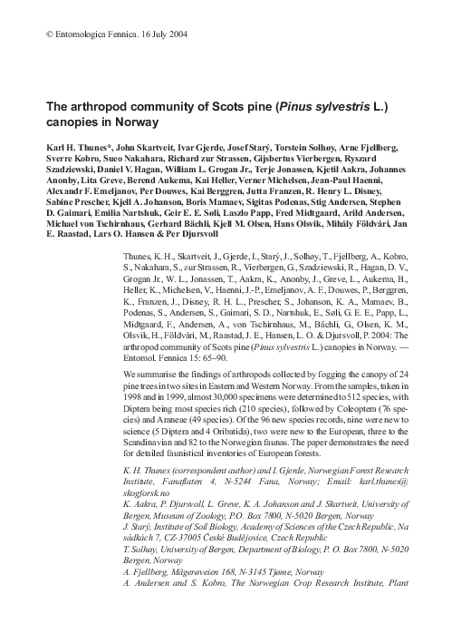 (PDF) The arthropod community of Scots pine (Pinus sylvestris L ...