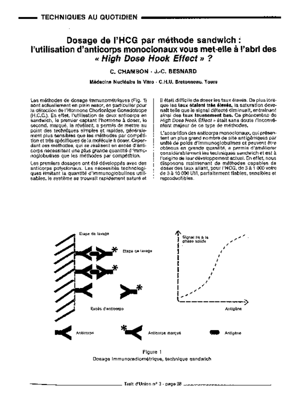 (PDF) Dosage de l'HCG par méthode sandwich : l'utilisation d'anticorps ...