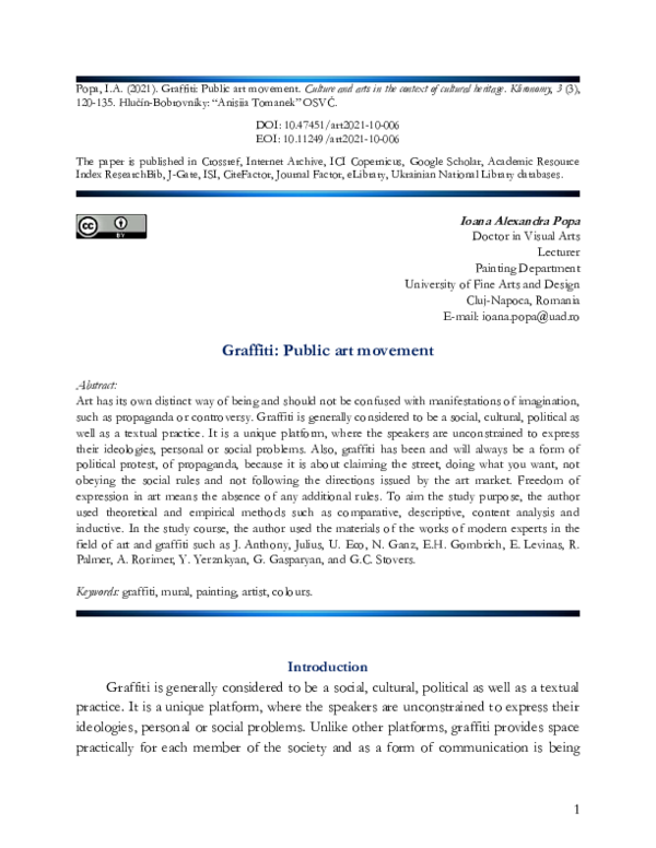 (PDF) Graffiti: Public art movement
