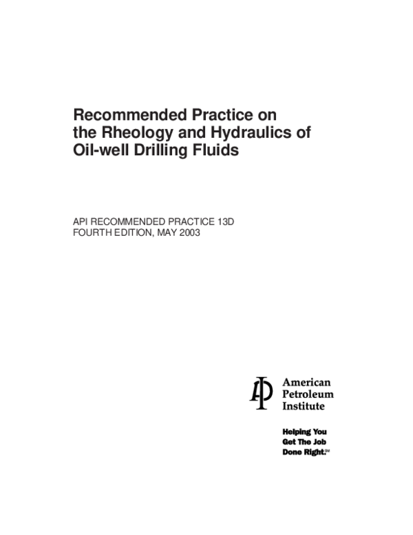 (PDF) Recommended Practice on the Rheology and Hydraulics of Oil-well ...