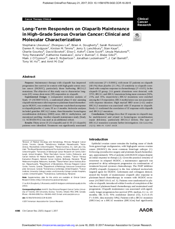 (PDF) Data from Long-Term Responders on Olaparib Maintenance in High-Grade Serous Ovarian Cancer ...
