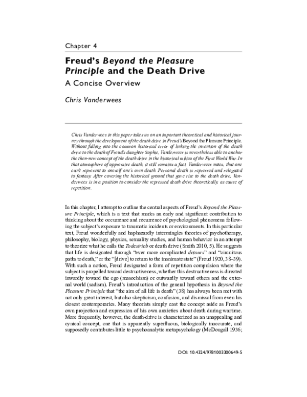 (PDF) Freud’s 'Beyond the Pleasure Principle' and the Death Drive: A ...