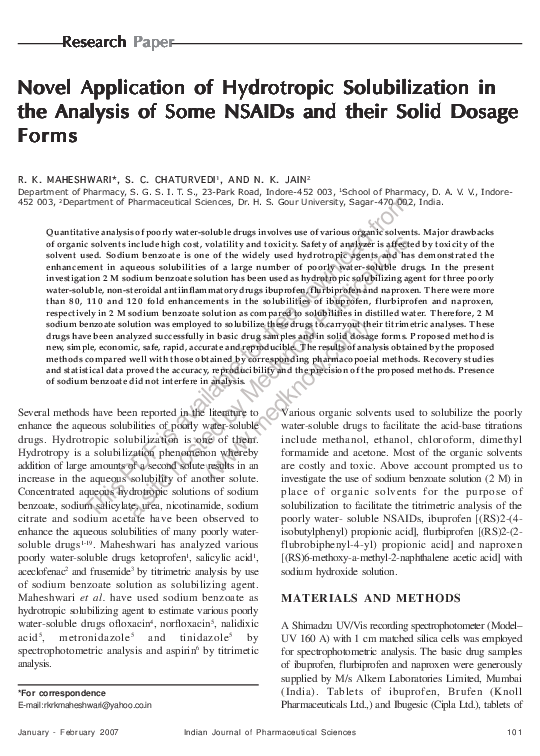 (PDF) Novel application of hydrotropic solubilization in the analysis ...