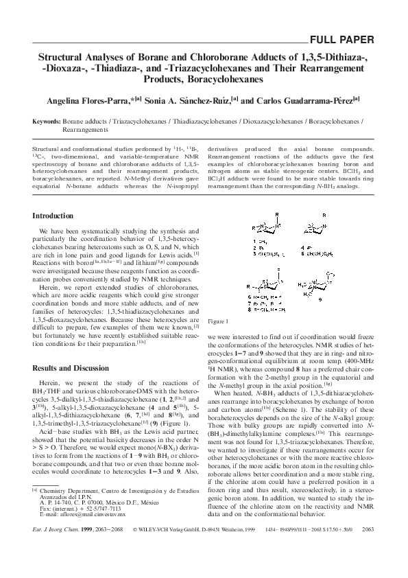 (PDF) Structural Analyses of Borane and Chloroborane Adducts of 1,3,5 ...