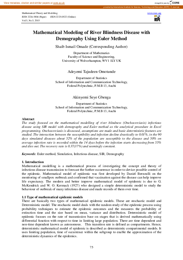 (PDF) Mathematical Modeling of River Blindness Disease with Demography ...