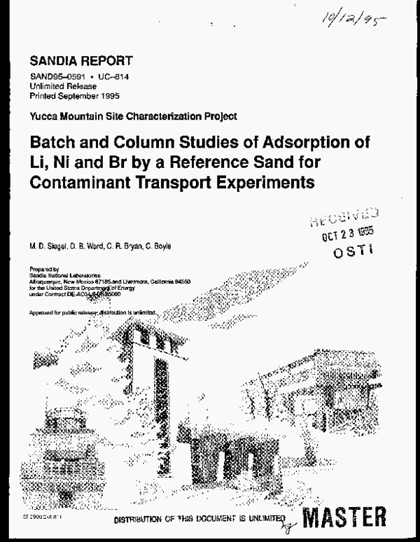 (PDF) Batch and column studies of adsorption of Li, Ni and Br by a reference sand for ...