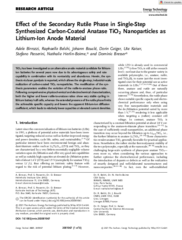 (PDF) Effect of the Secondary Rutile Phase in Single‐Step Synthesized ...