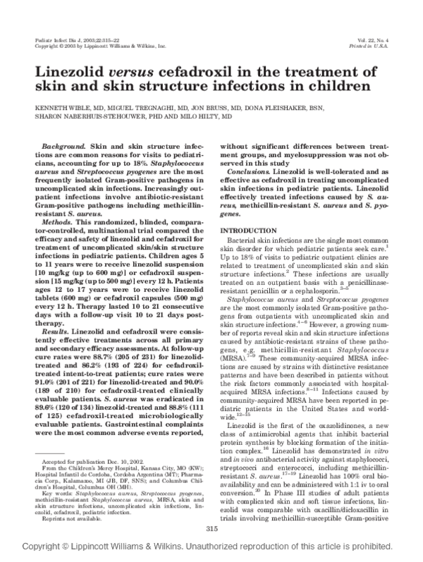 (PDF) Linezolid versus cefadroxil in the treatment of skin and skin ...