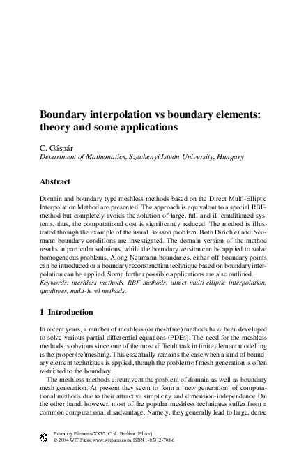 (PDF) Boundary interpolation vs boundary elements: theory and some applications