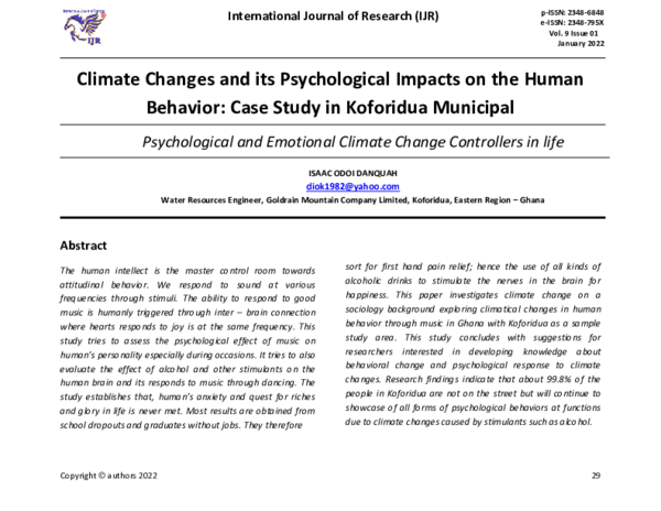 (PDF) Climate Changes and its Psychological Impacts on the Human Behavior: Case Study in ...