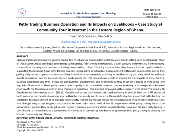 (PDF) Petty Trading Business Operation and Its Impacts on Livelihoods ...