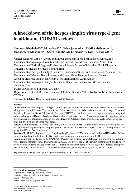 (PDF) A knockdown of the herpes simplex virus type-1 gene in all-in-one ...