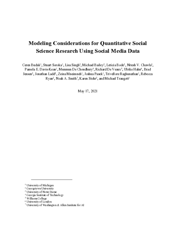 (PDF) Modeling Considerations for Quantitative Social Science Research ...
