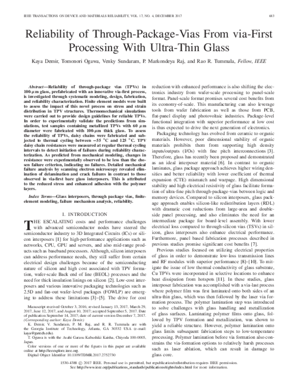 (PDF) Reliability of Through-Package-Vias From via-First Processing ...