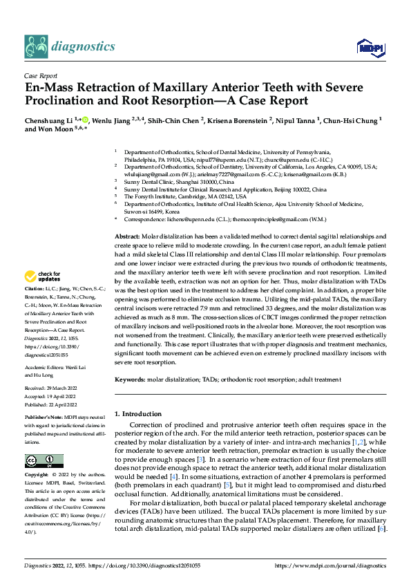 (PDF) Maxillary Tooth Retraction with Molar Distalization