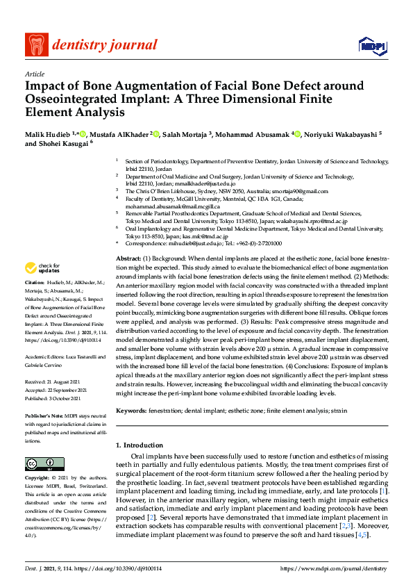 (PDF) Impact of Bone Augmentation of Facial Bone Defect around Osseointegrated Implant: A Three ...