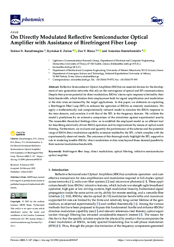 (PDF) On Directly Modulated Reflective Semiconductor Optical Amplifier ...