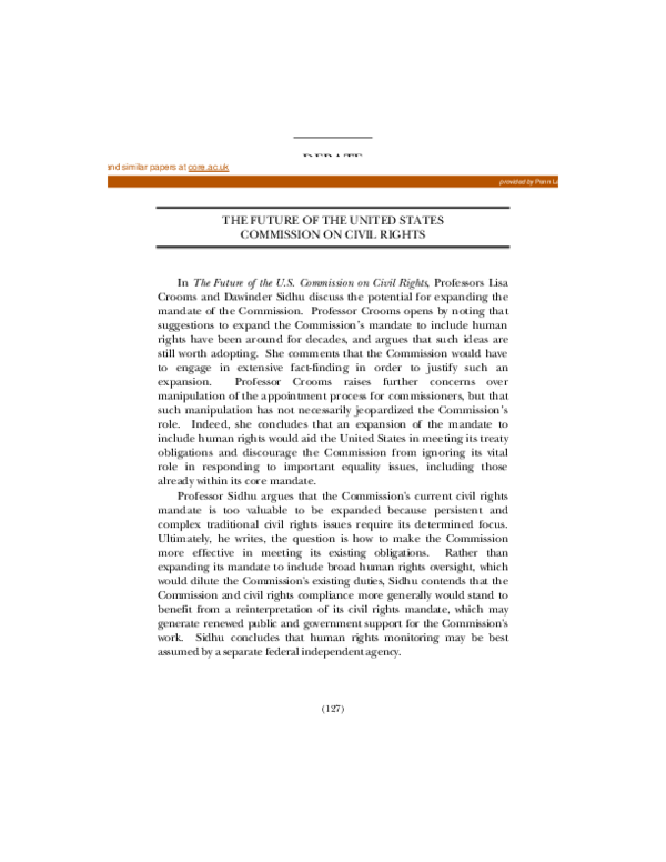 (PDF) The Future of the United States Commission on Civil Rights | Lisa ...