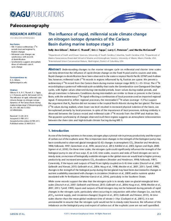 (PDF) The influence of rapid, millennial scale climate change on ...