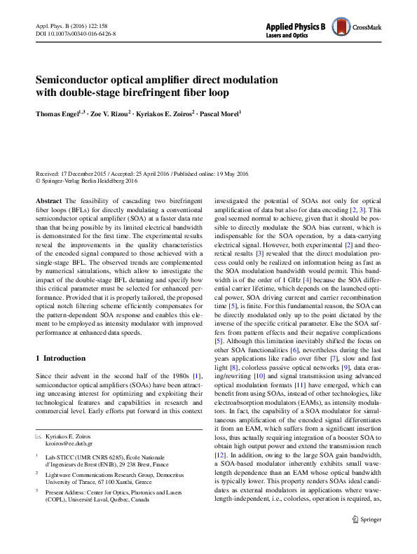 (PDF) Semiconductor optical amplifier direct modulation with double ...
