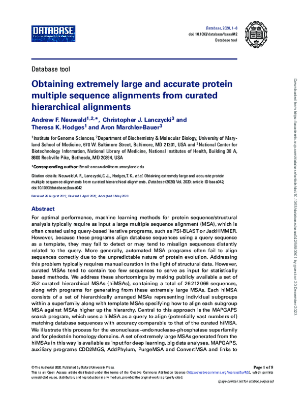(PDF) Obtaining extremely large and accurate protein multiple sequence ...
