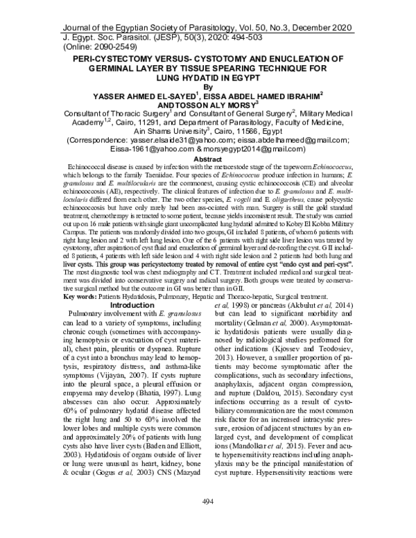 (PDF) Peri-Cystectomy Versus- Cystotomy and Enucleation of Germinal ...