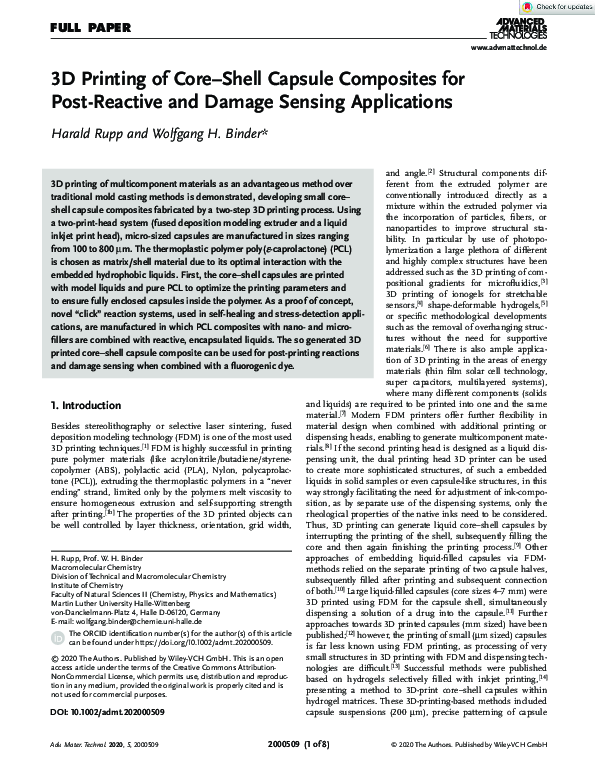 (PDF) 3D printing of core-shell capsule composites for post-reactive ...