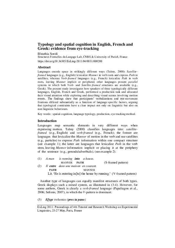 (PDF) Typology and spatial cognition in English, French and Greek ...